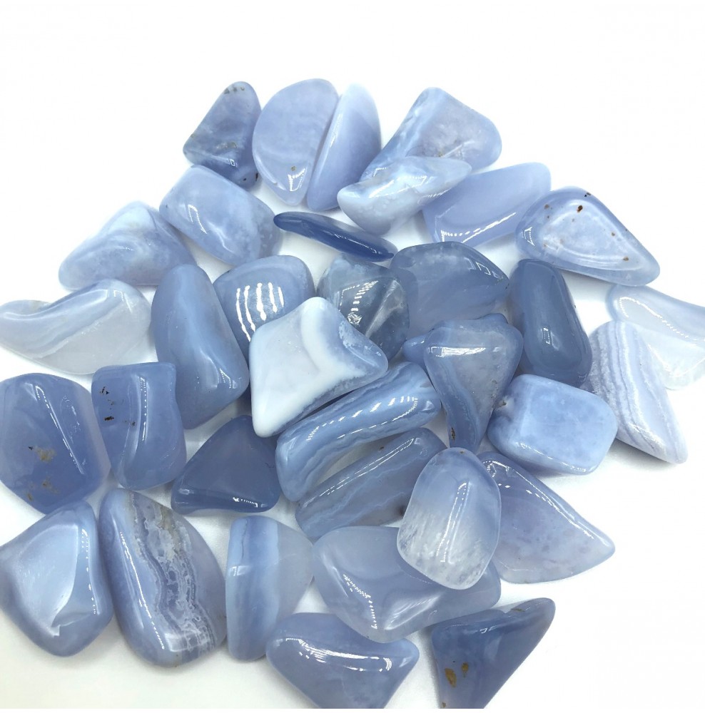 Calcédoine bleue Malawi Pierre Roulée 20 à 30mm